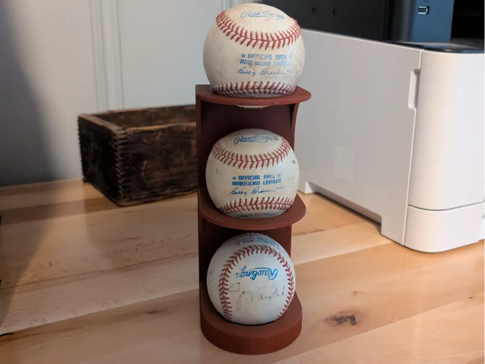 Baseball Display Stand - Three Balls Vertical - Free 3D Print Model ...