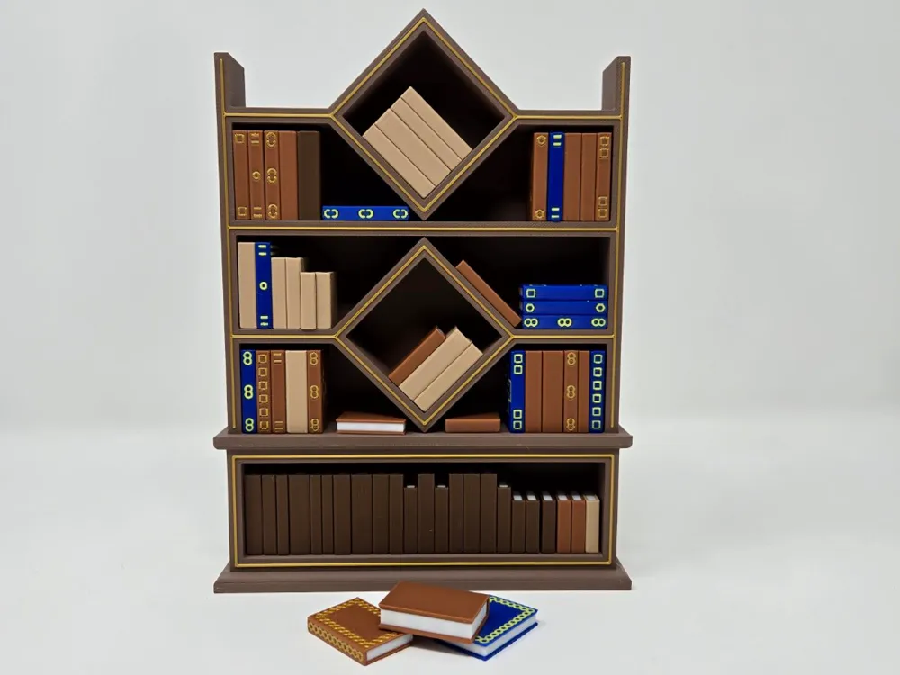 Miniature Diamond Decorative Bookcase by WhispersofLiterati - MakerWorld