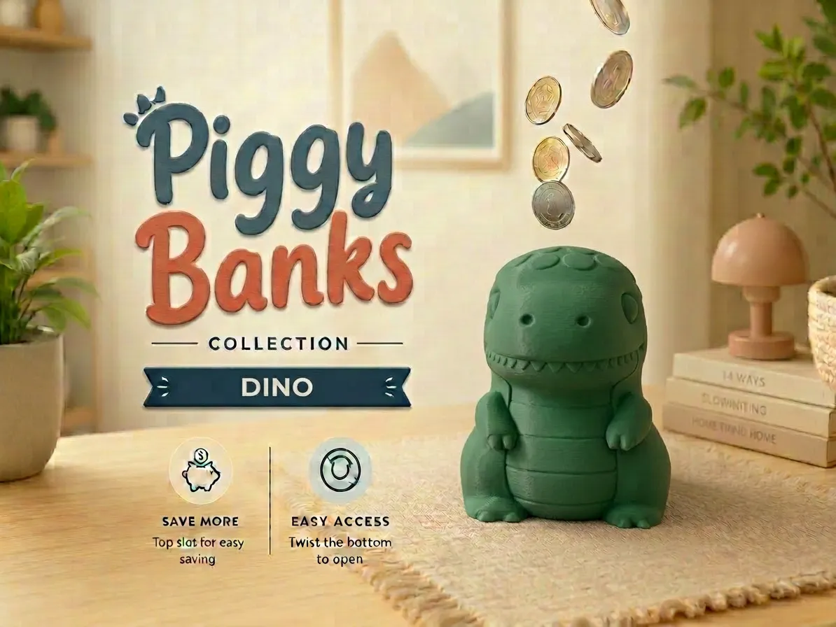 Dino Piggy Banks Collection - Free 3D Print Model - MakerWorld