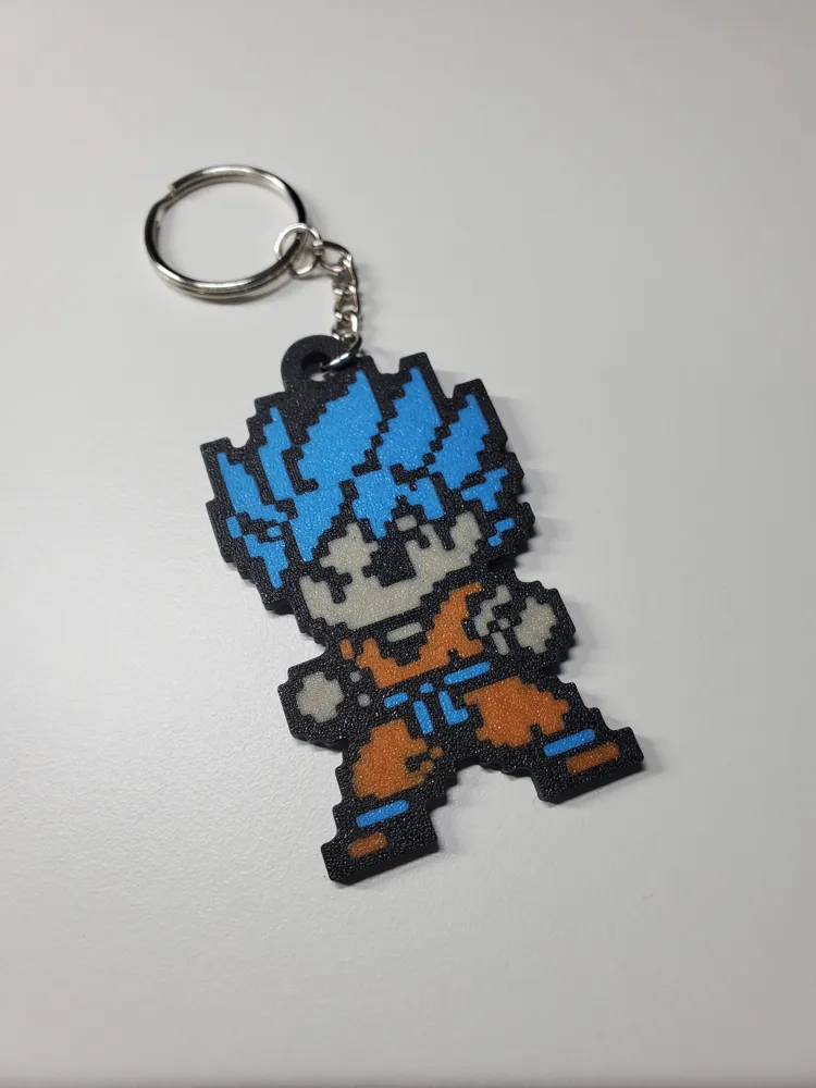 Dragonball Z - SS Blue Goku 8-bit Keychain - Free 3D Print Model ...