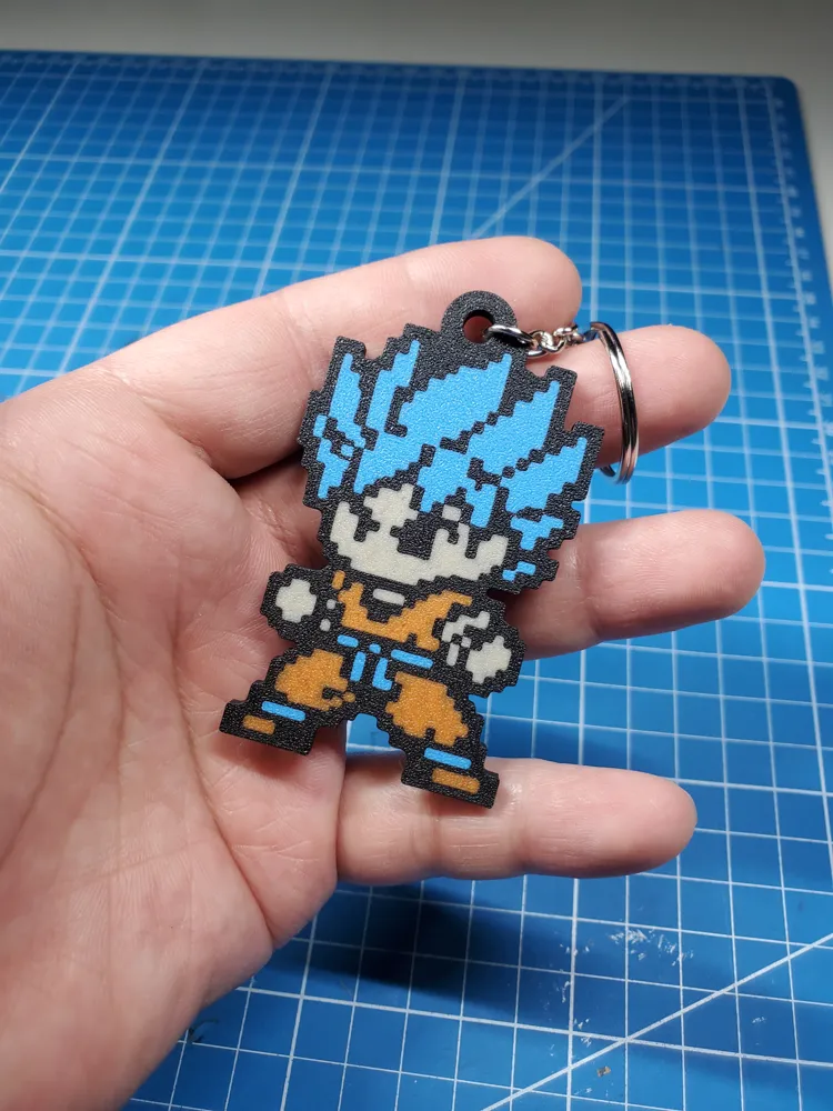 Dragonball Z - SS Blue Goku 8-bit Keychain - Free 3D Print Model ...