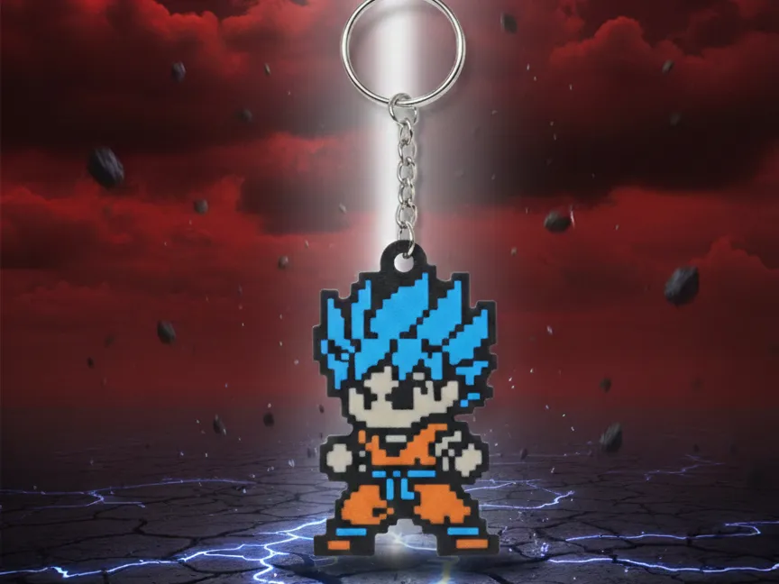 Dragonball Z - SS Blue Goku 8-bit Keychain - Free 3D Print Model ...