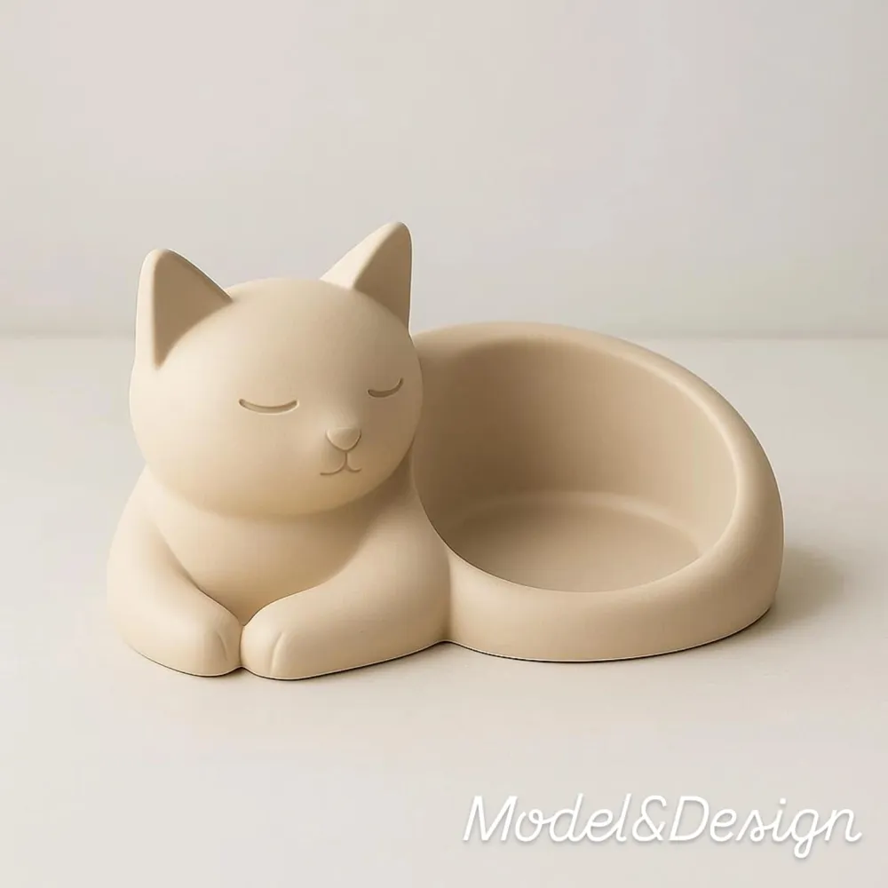 cat-shaped container by Model&Design MakerWorld: Download Free 3D Models
