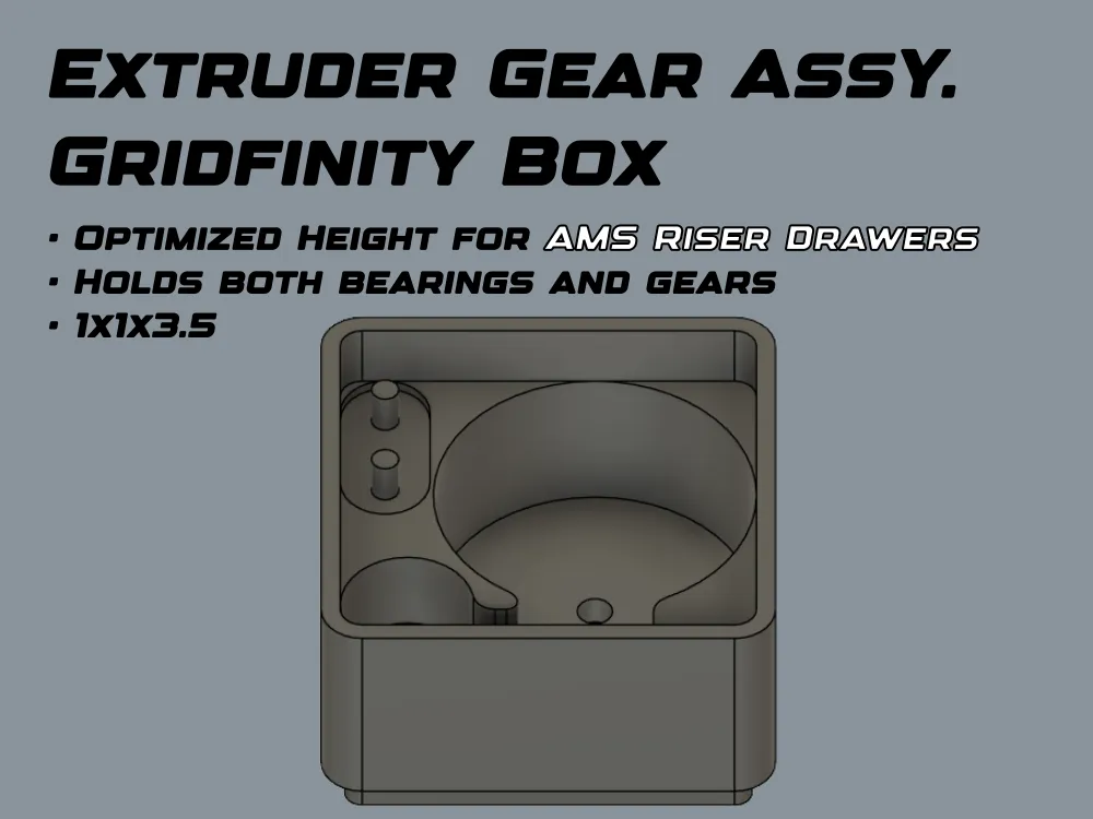 Extruder Gear Gridfinity Box - fits AMS Riser by Redbluefire - MakerWorld