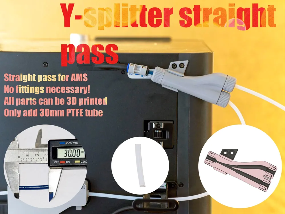 Y-splitter connector straight pass - no hardware! - Free 3D Print Model ...