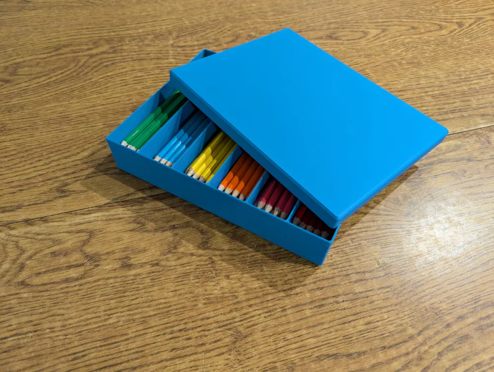 Colored Pencil Box with Lid by SaturnV - MakerWorld
