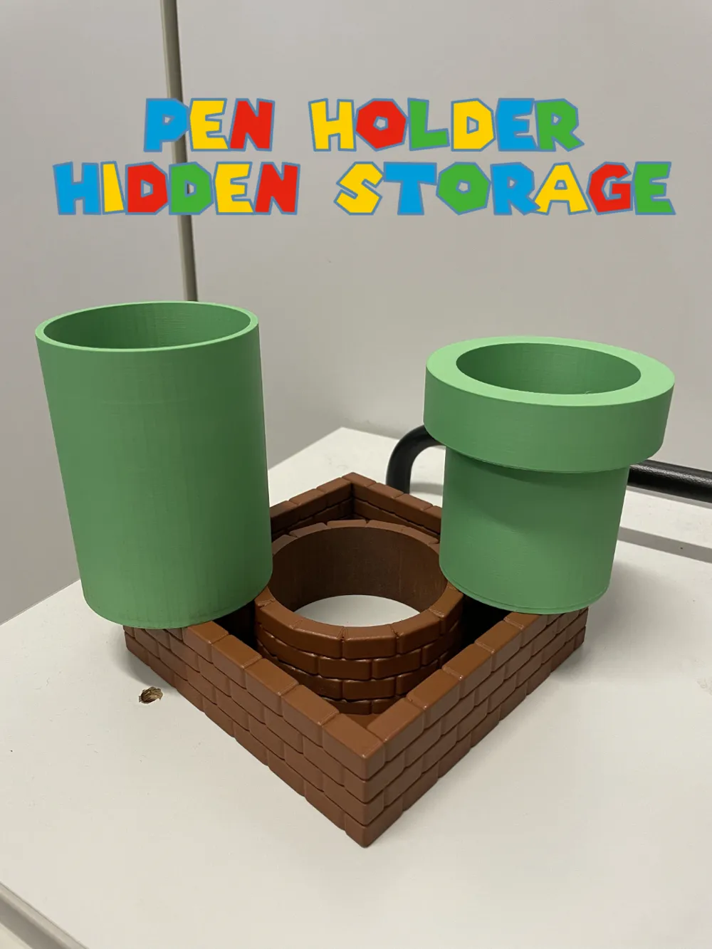 HIDDEN STORAGE Super Mario Pen Holder - Free 3D Print Model - MakerWorld