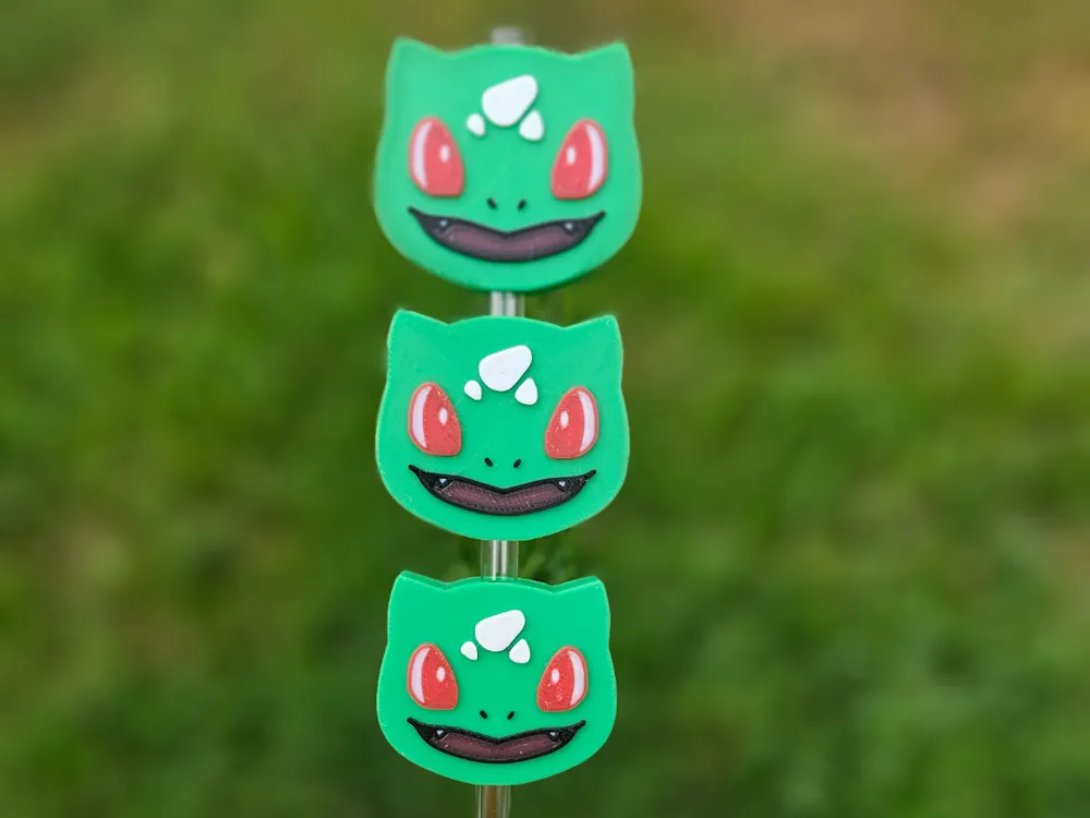 Bulbasaur Face straw topper by 3dprints21 - MakerWorld