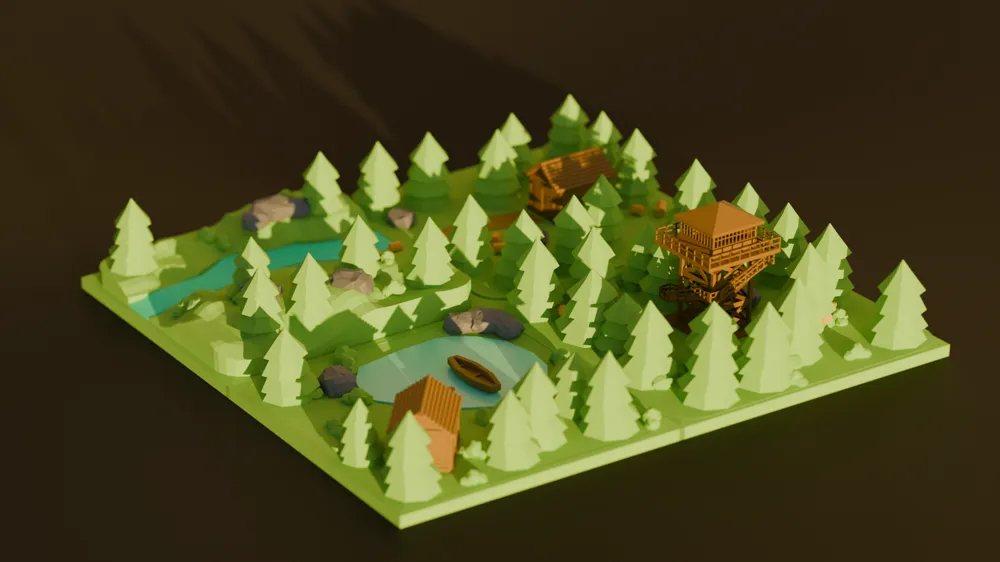 Mini Forest Diorama with Cabin by CatTheRat MakerWorld: Download Free 3D Models