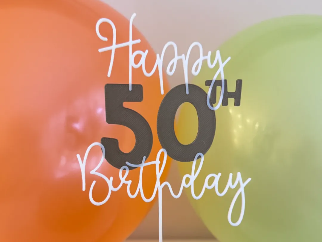 Happy 50th Birthday Cake Topper - Free 3D Print Model - MakerWorld