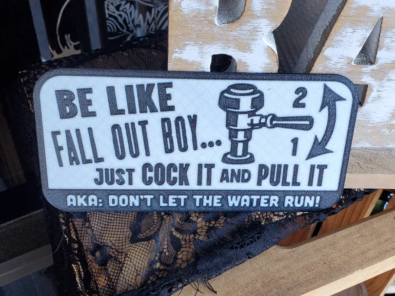 Emo Fall Out Boy - Sticky Urinal Handle Sign - Free 3D Print Model ...