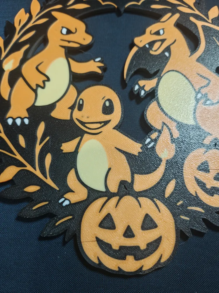 Charizard Evolution Halloween Wreath - Free 3D Print Model - MakerWorld