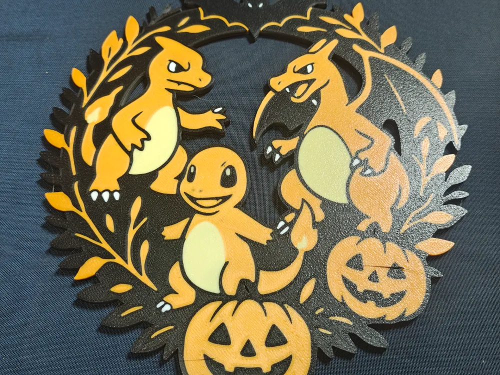 Charizard Evolution Halloween Wreath - Free 3D Print Model - MakerWorld