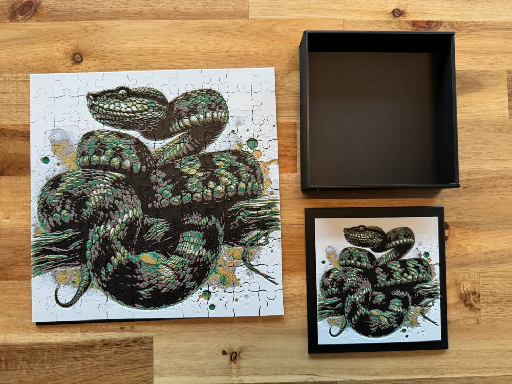 Bush Viper Snake - Puzzle & Box Lid by Canadian Gamer - MakerWorld