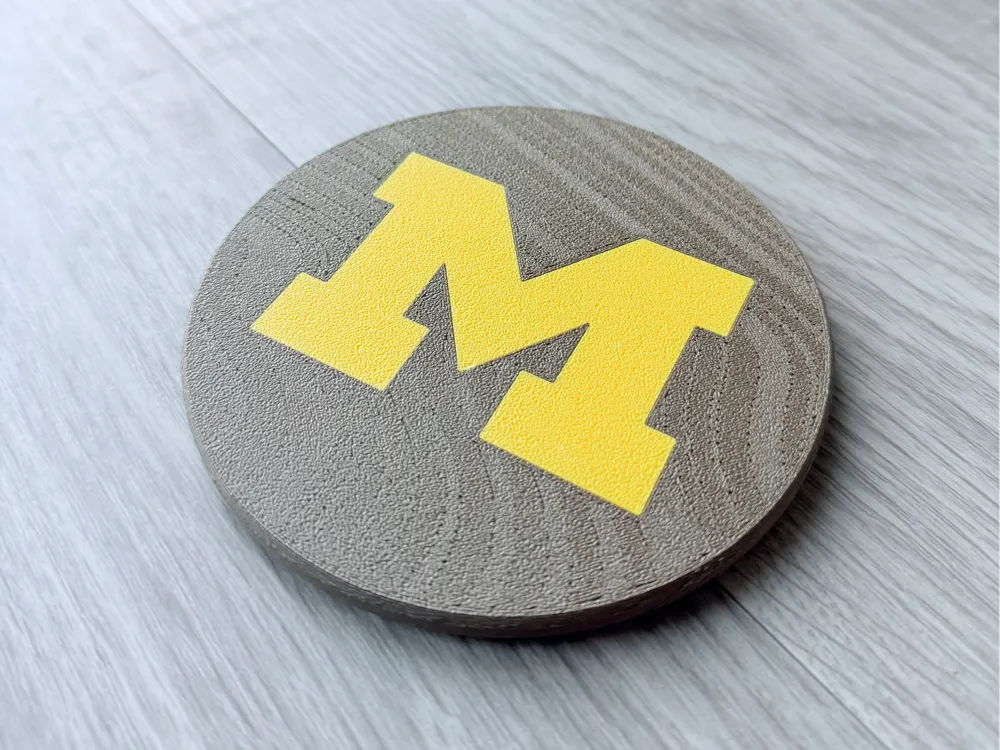 Michigan Wood Inlay Coaster by module MakerWorld: Download Free 3D Models