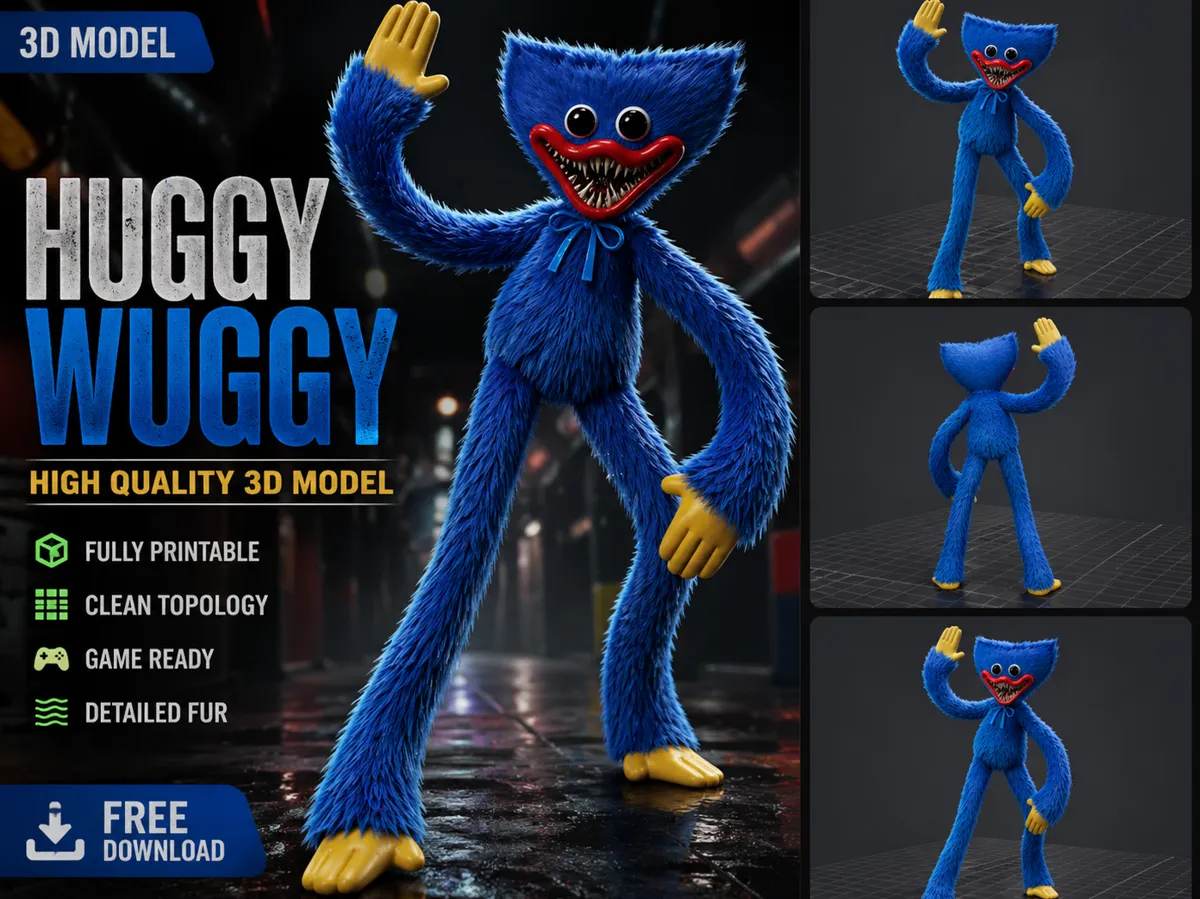 Huggy Wuggy Furry Monster - 3D Printable Figure - Free 3D Print Model ...
