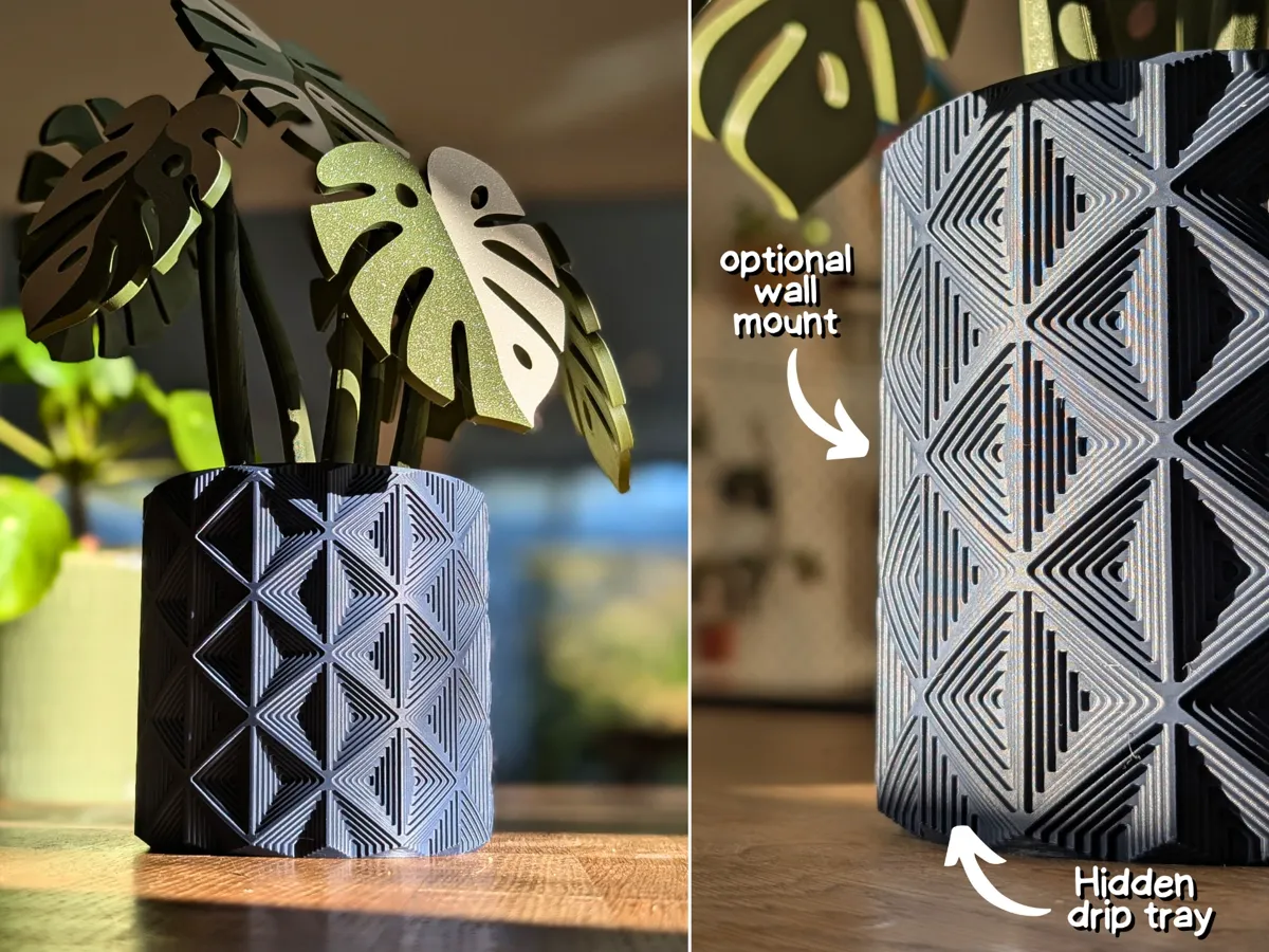 Fioriera da parete con motivo triangolare retrò graduato - Free 3D ...