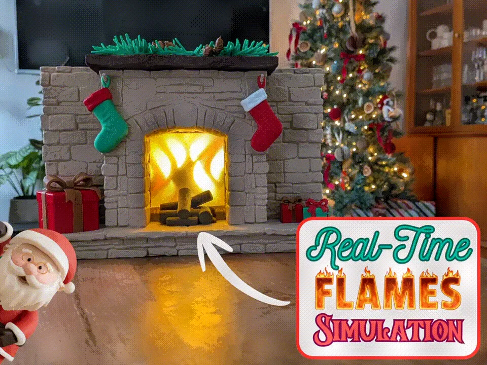 Christmas Fireplace With Real-Time Rotating Flames - Free 3D Print ...