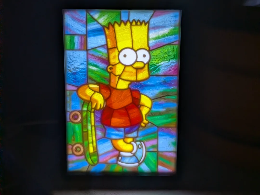Bart Simpson in Stained Glass Style Lithophane - Free 3D Print Model ...