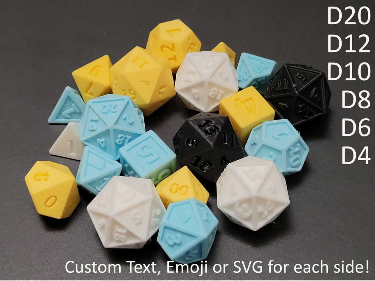 Customizable Dice - D20, D12, D10, D8, D6, D4 - Free 3D Print Model ...