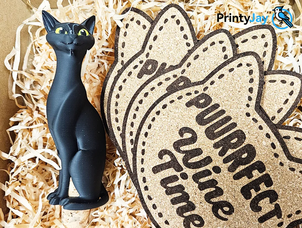 Cat Bottle Stopper & Matching Coasters by Printyjay MakerWorld ...