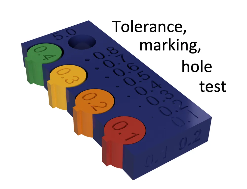 Tolerance, marking and hole test by MikeProch - MakerWorld