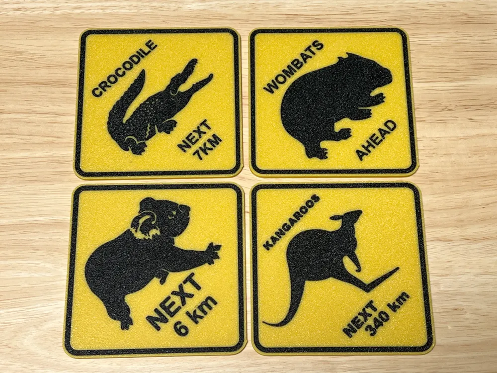 Australian Animal Road Sign Coasters with Holder by 3DPrintCraft ...