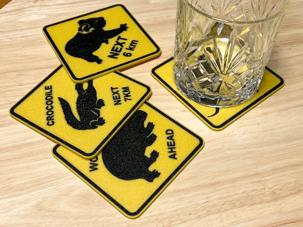 Australian Animal Road Sign Coasters with Holder by OzButcher78 ...