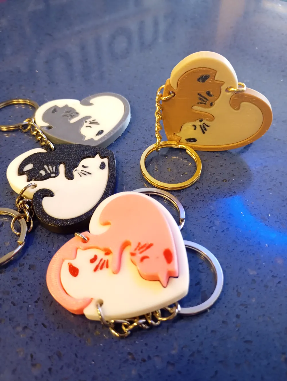 cat couple lovers heart keychain puzzle by orama3dvibes MakerWorld ...