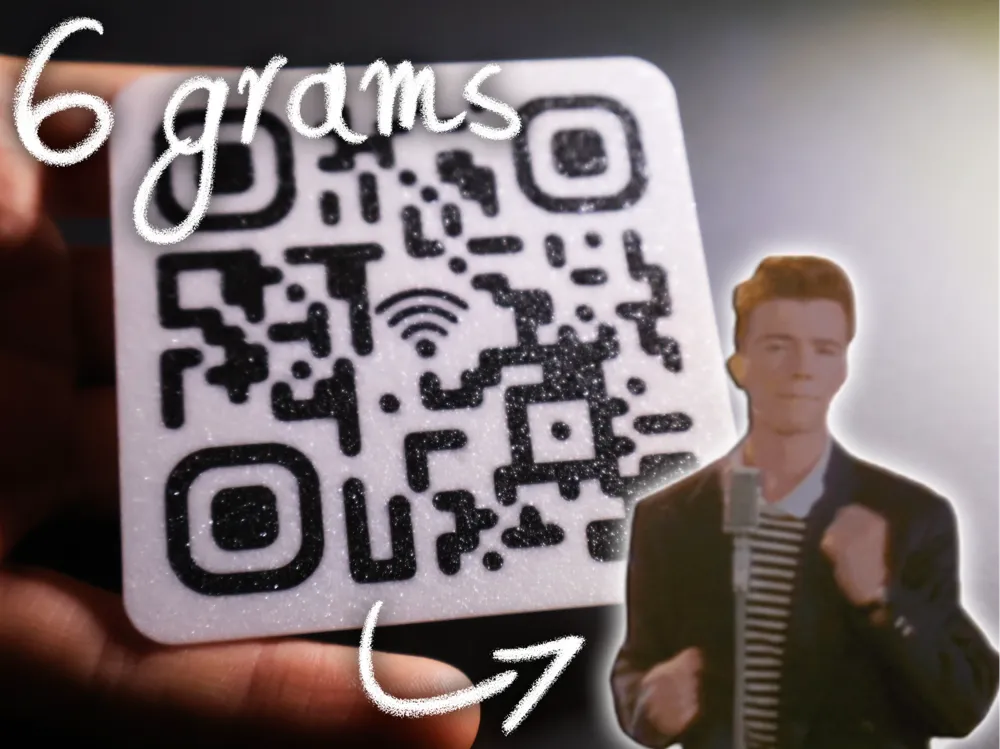 Not a wifi QR code Thin Never Gonna Give You Up by Drak MakerWorld ...