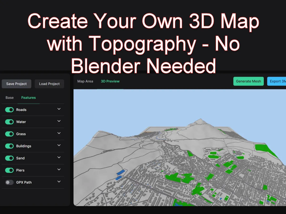 3D Map Maker - Generate Map with Topography - Free 3D Print Model ...