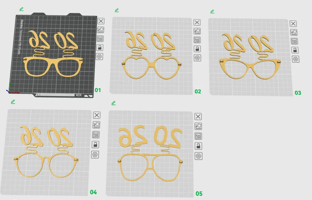 ¡Mezcla y combina! Gafas 2026 - Modelo de impresión 3D gratuito ...