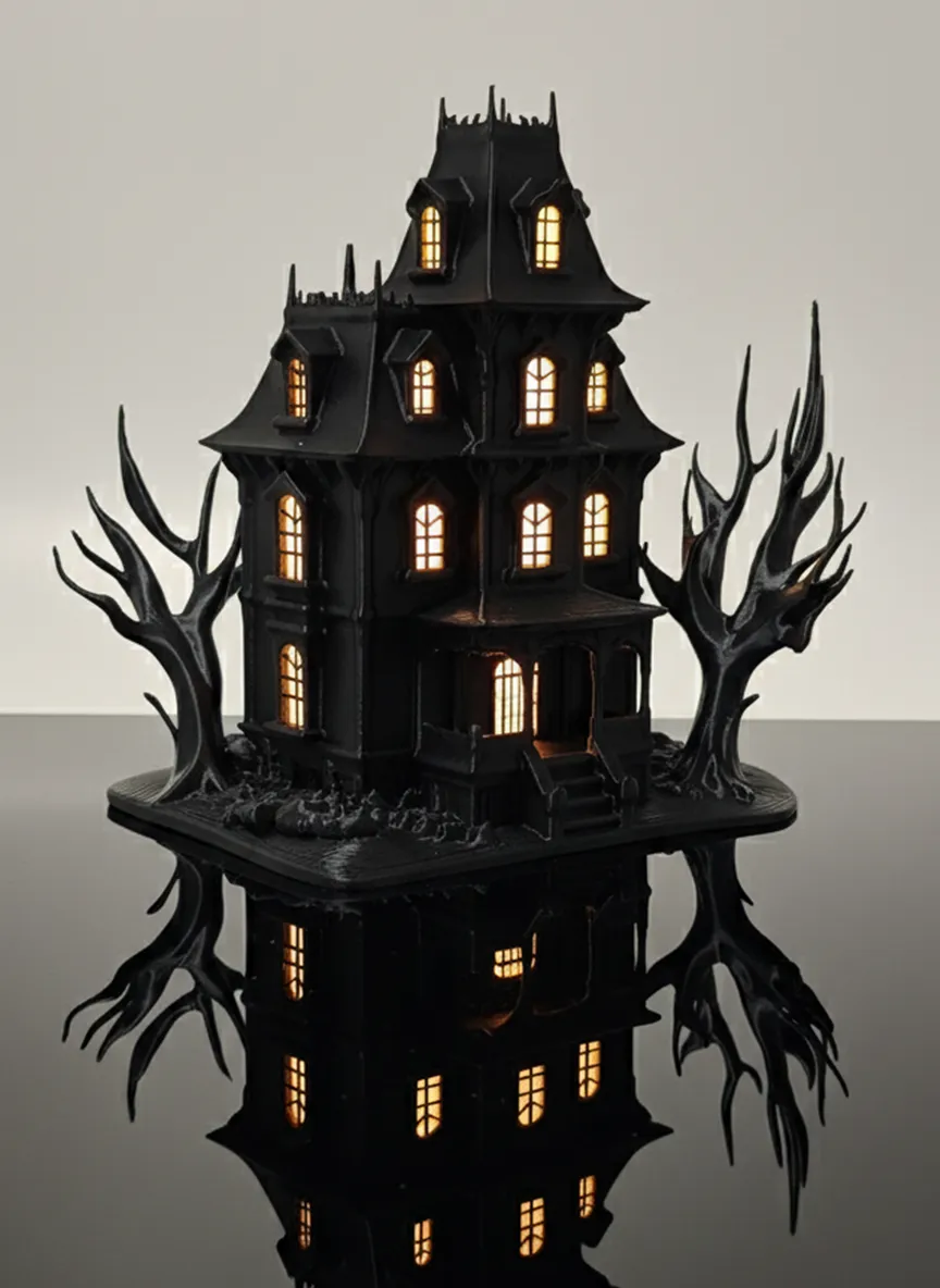 Spooky House Lamp (Tealight & Lamp 001 Compatible) by 3DMakerSpace ...