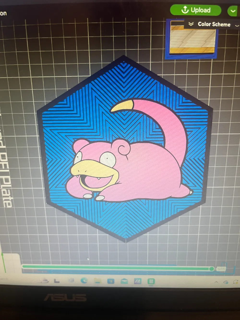 79 Slowpoke Hex Wall Art by Laced Up Prints - MakerWorld