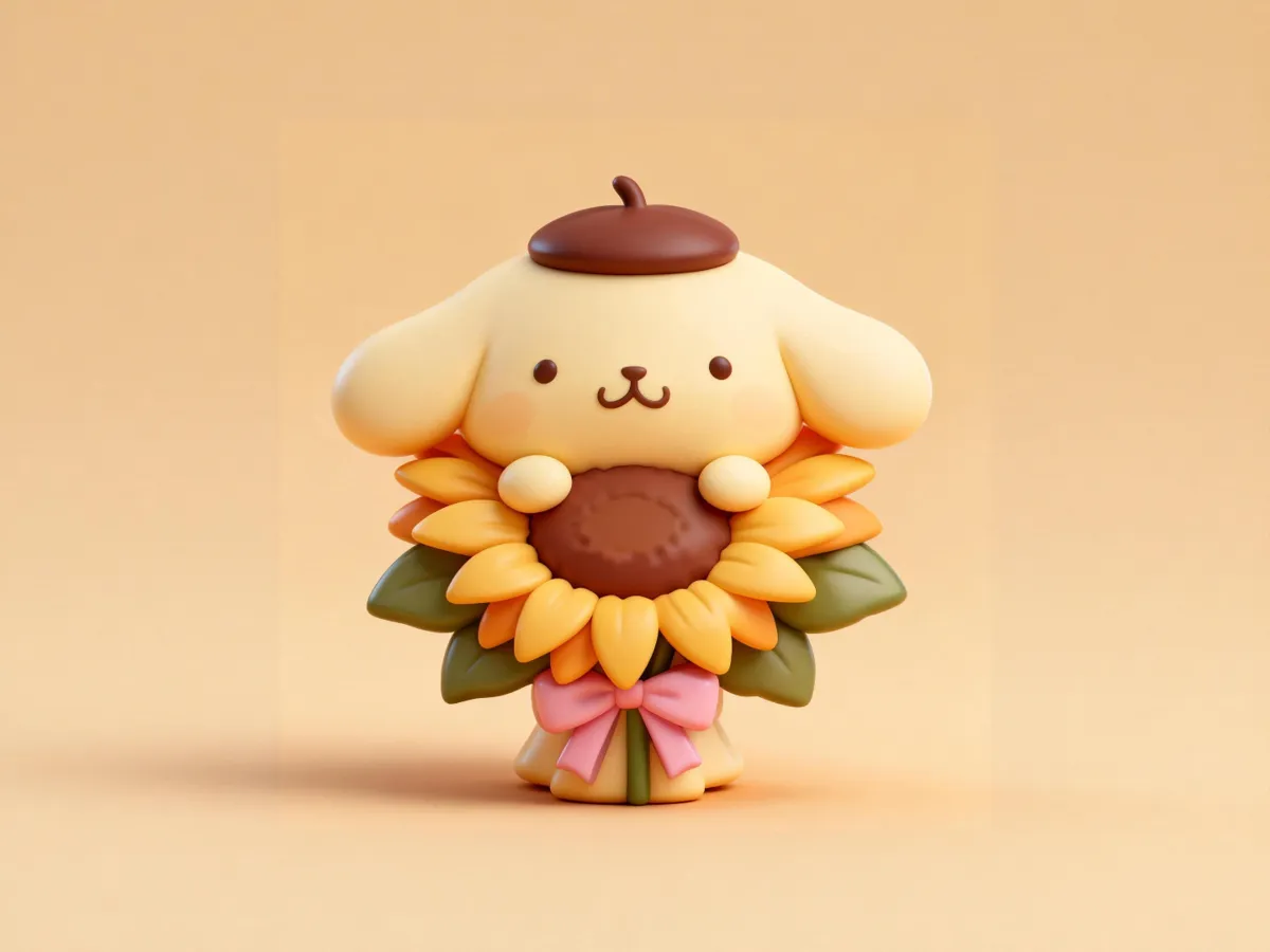 Pompompurin - Holding Flowers Series - Cute Sanrio Collectible Figurine ...