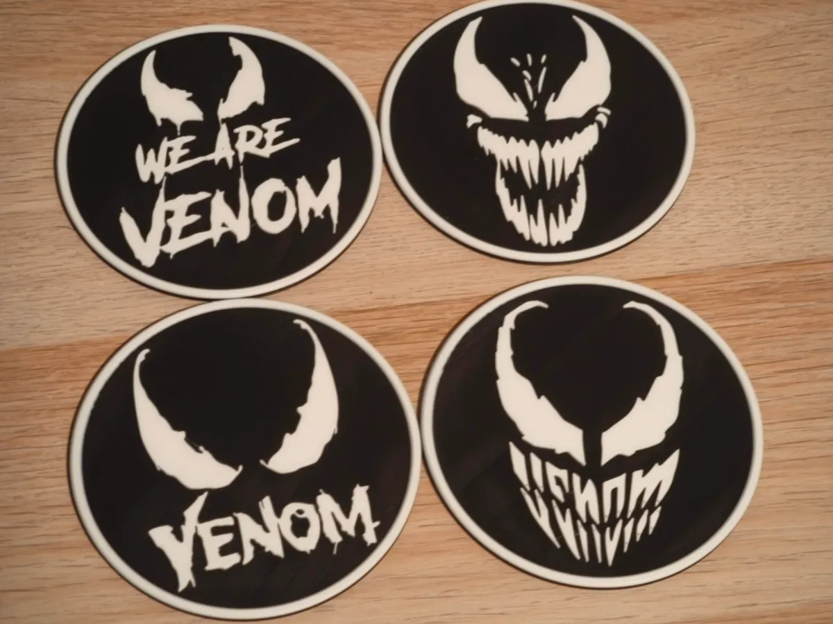 Venom Coasters Set & Holder - 1 Colour Change - Free 3D Print Model ...