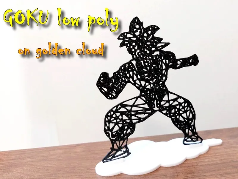 goku low poly on golden cloud by Pandart3D - MakerWorld
