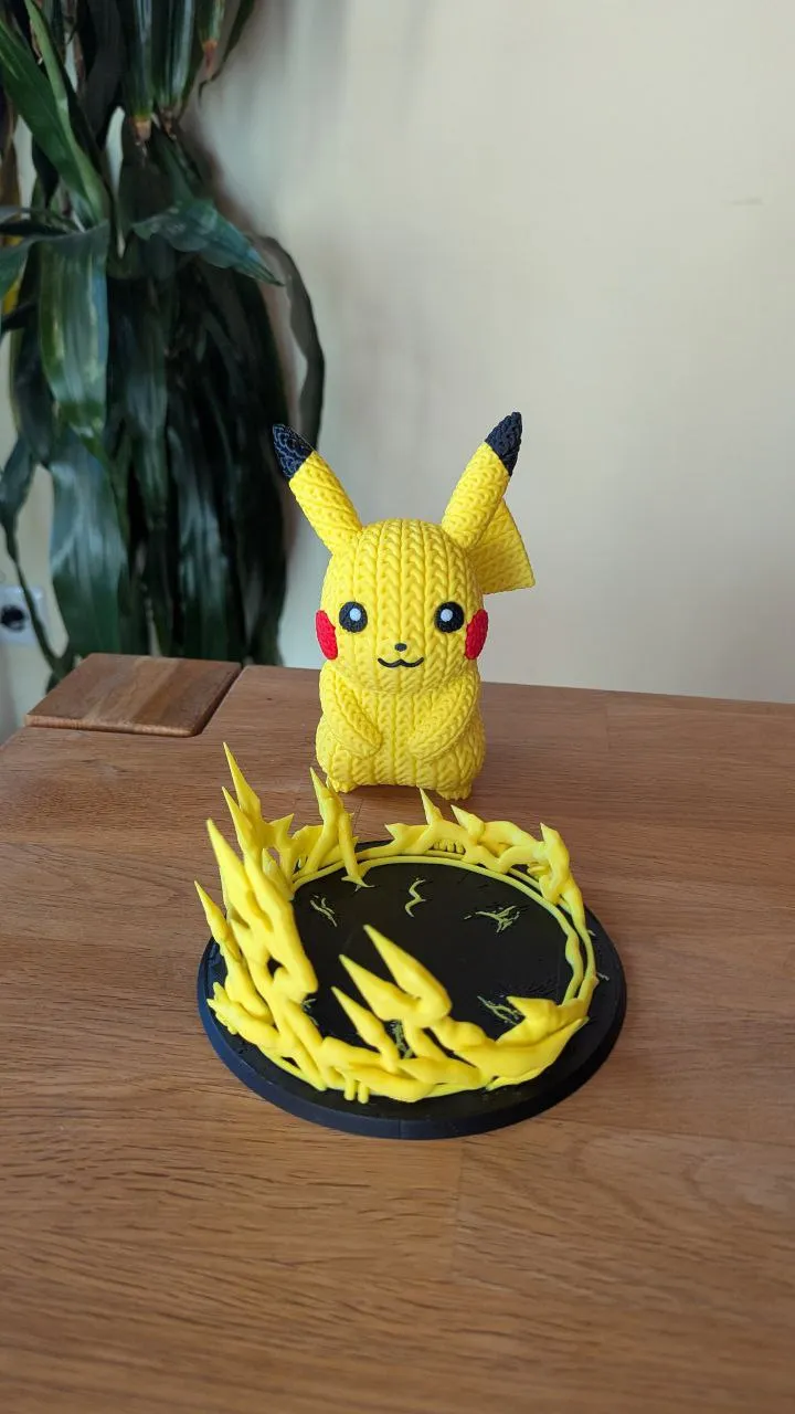 Pokemon Thunder Diorama for Knitted Pikachu Figure - Free 3D Print ...