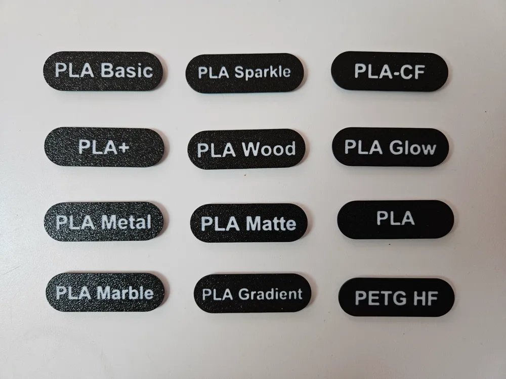 Spool Labels - Filament Types (39 options) by Derek - MakerWorld
