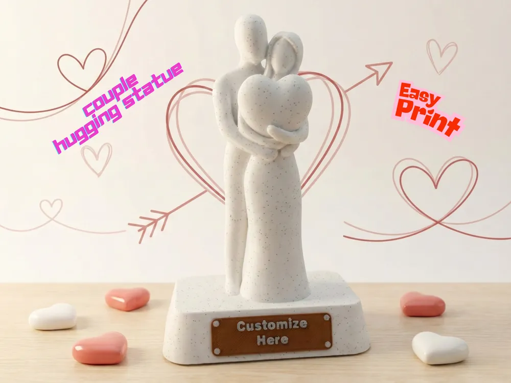 Customizable Hugging Couple Statue –Romantic Decor - Free 3D Print ...