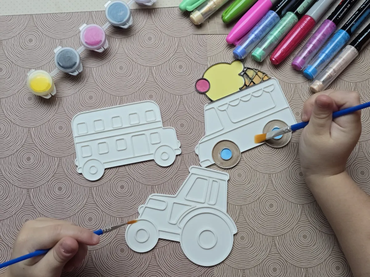 Bus Tractor Icecream Truck Coloring Craft - Free 3D Print Model ...