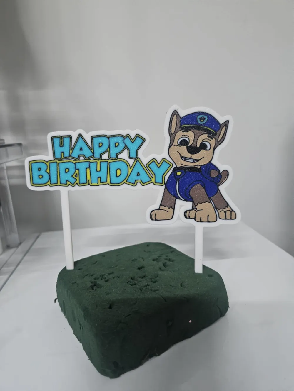 Happy Birthday Paw patrol Chase cake topper - Free 3D Print Model ...