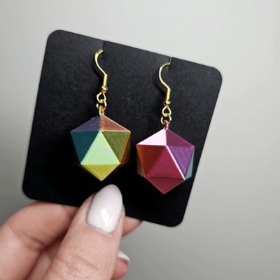 Icosahedron & Dodecahedron Polyhedral Earrings by HRM_Studios - MakerWorld