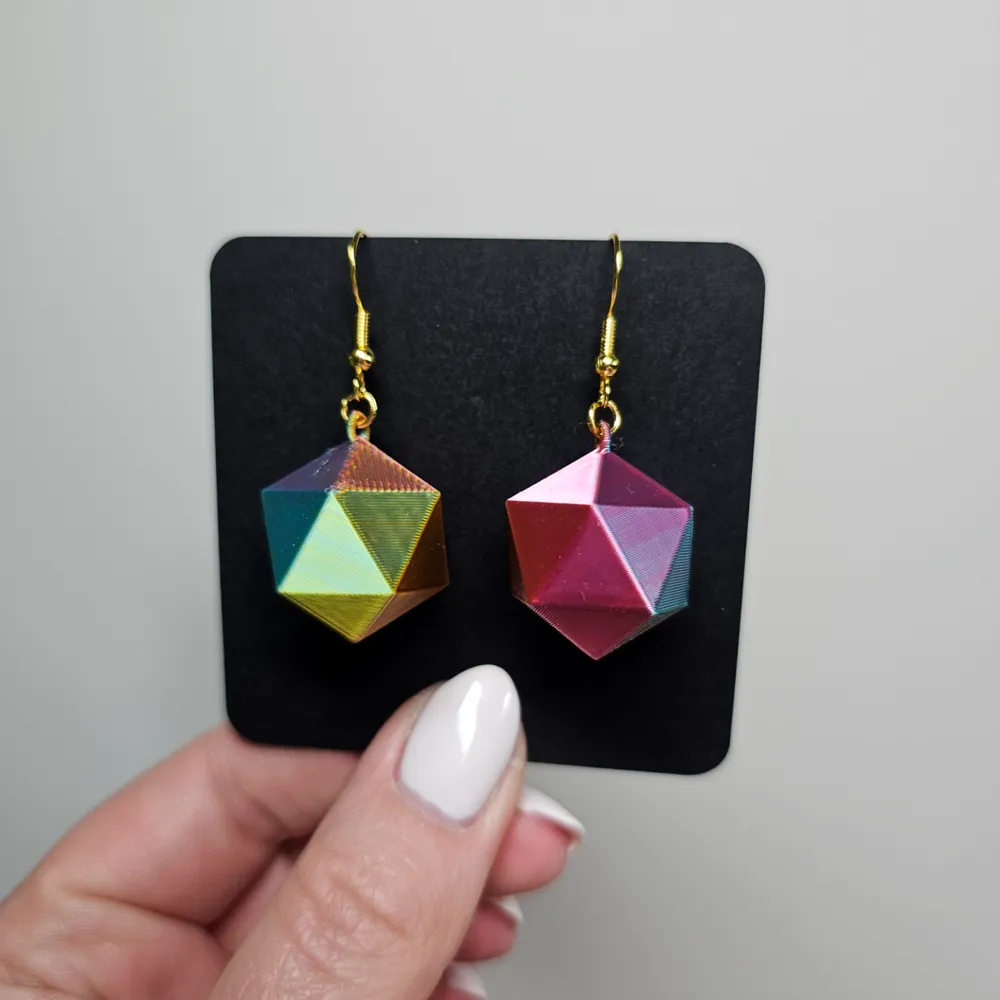 Icosahedron & Dodecahedron Polyhedral Earrings by HRM_Studios - MakerWorld