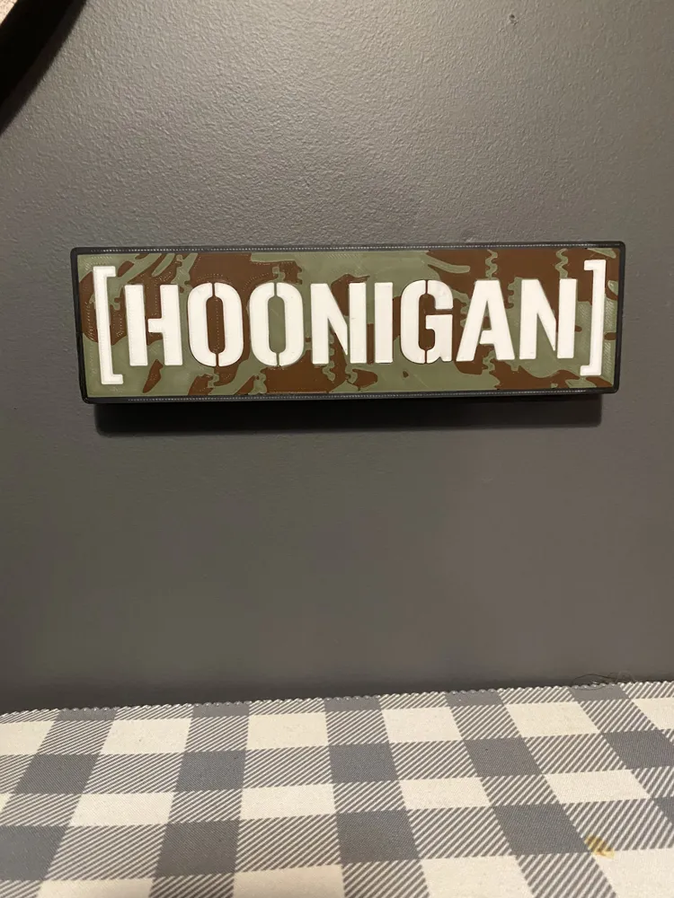 HOONIGAN Camo lightbox sign by Eric36 MakerWorld: Download Free 3D Models