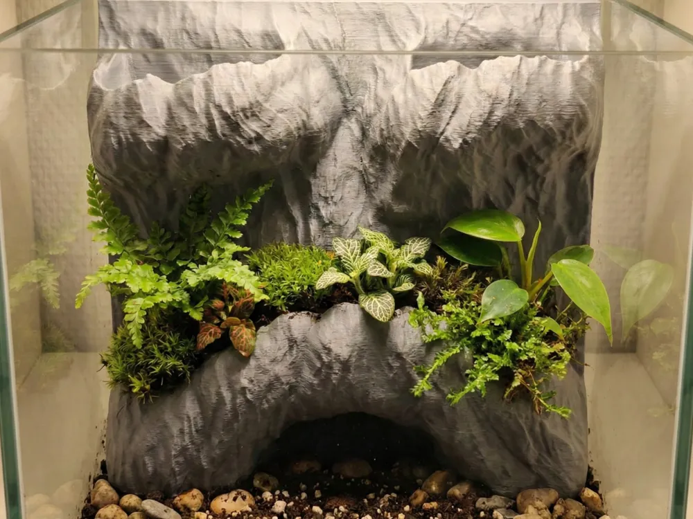 Aquarium Terrarium Background Rock Wall 3 Planter - Free 3D Print Model ...