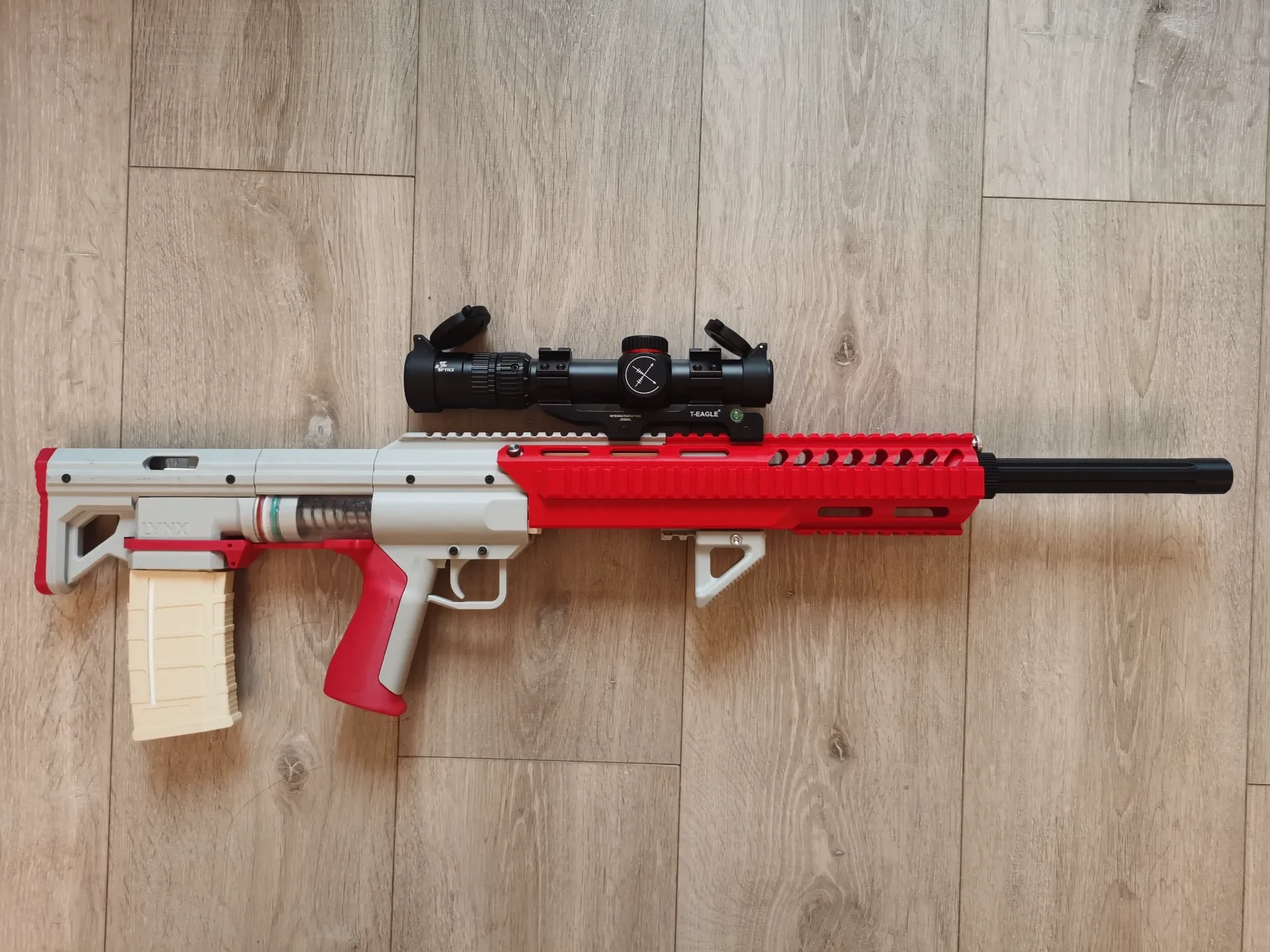 Short Cat (lynx) modified sniper rifle with extended forend and barrel ...