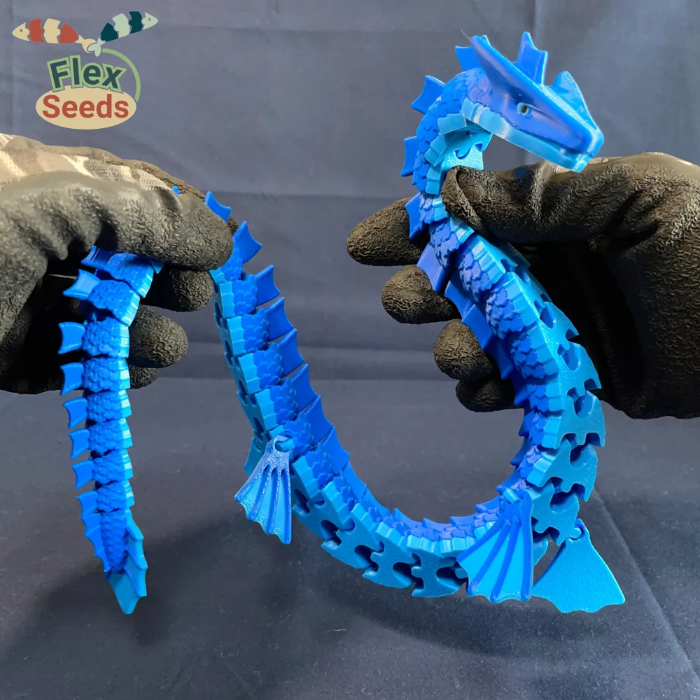 Flexi Water Dragon (Print-in-place) - Free 3D Print Model - MakerWorld