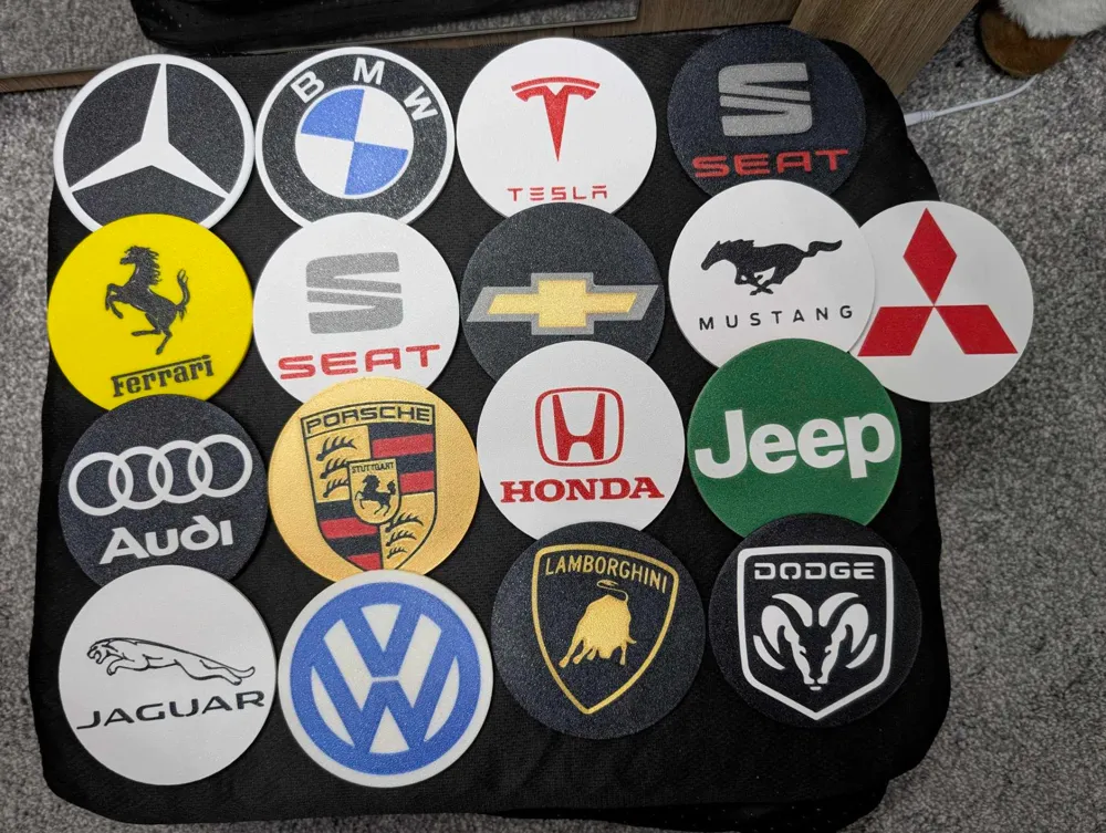car logo coasters by scooterb415 MakerWorld: Download Free 3D Models