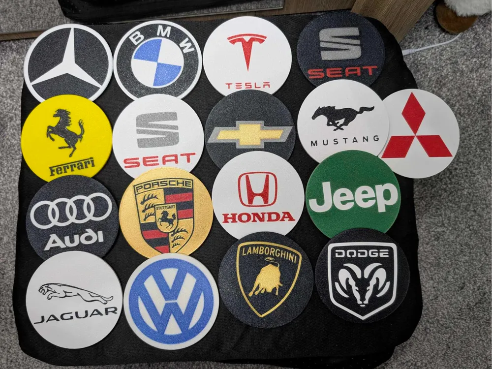 car logo coasters by scooterb415 MakerWorld: Download Free 3D Models